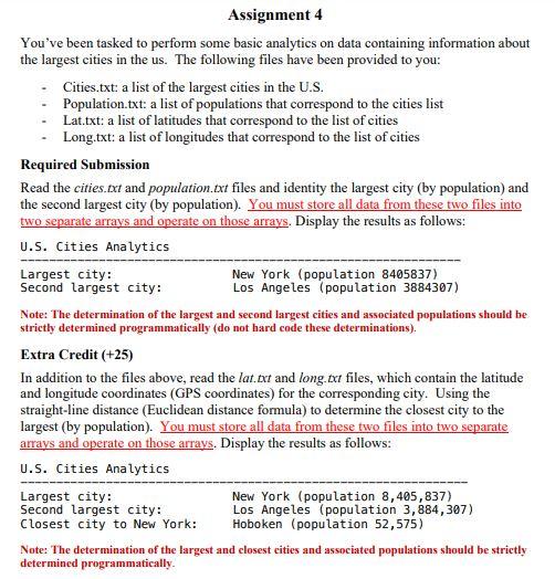 Assignment 4 You've been tasked to perform some basic | Chegg.com