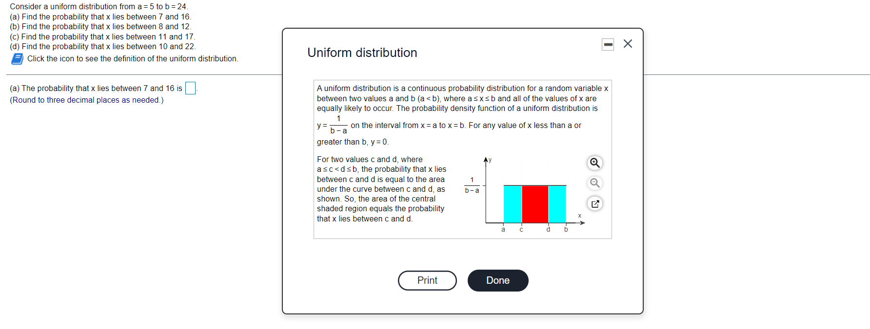 Solved Consider a uniform distribution from a = 5 to b= 24. | Chegg.com