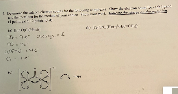 Solved 4. Determine the valence electron counts for the | Chegg.com