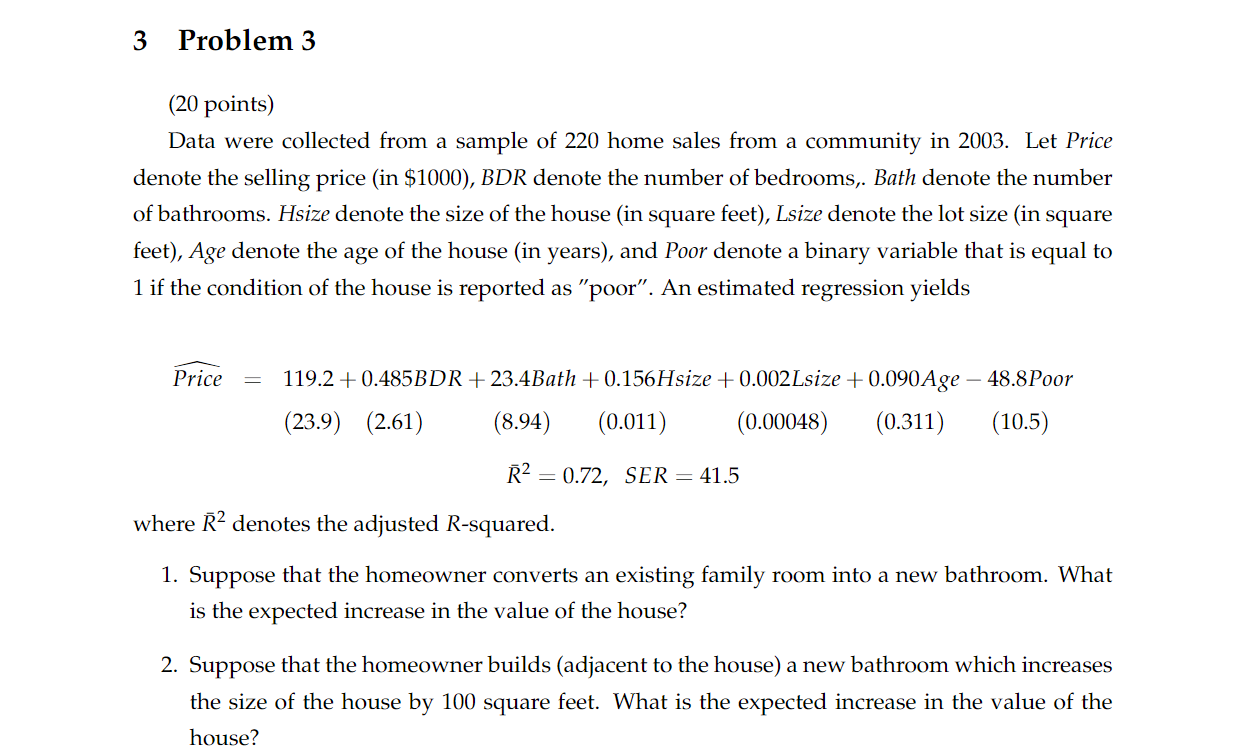Solved (20 points) Data were collected from a sample of 220 | Chegg.com