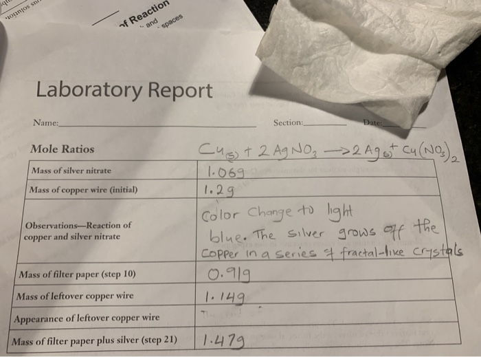 Moles Of Iron And Copper Formal Lab Writework
