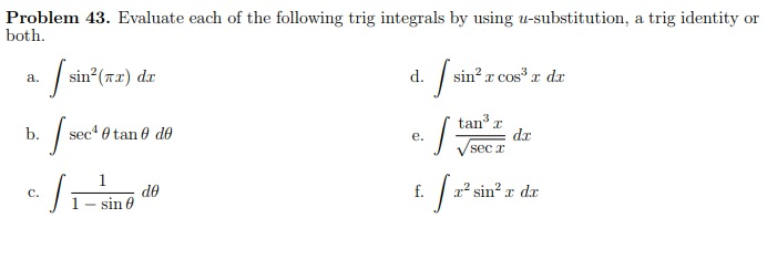 Solved Problem 43. Evaluate each of the following trig | Chegg.com