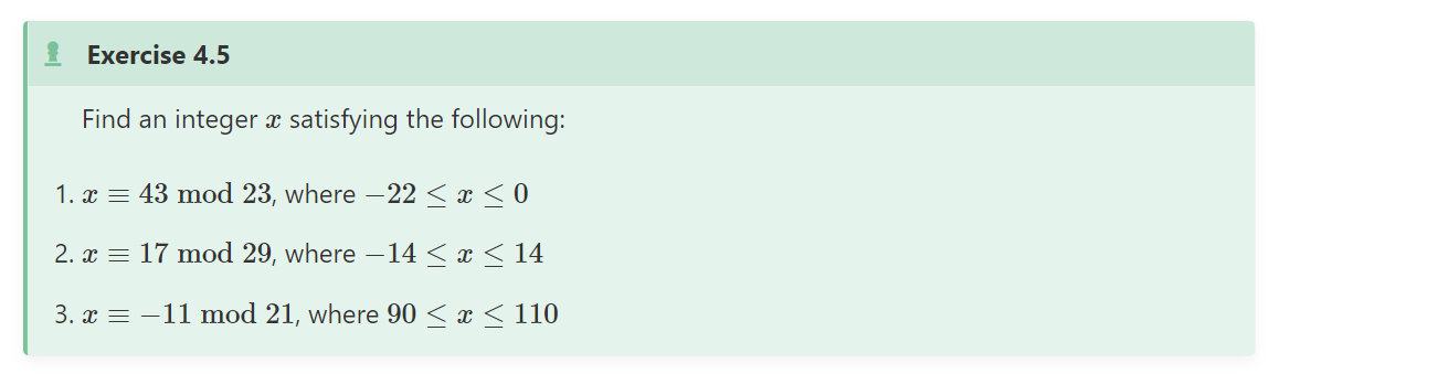 Solved Find an integer x satisfying the following: 1. | Chegg.com