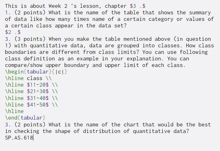 Solved This is about Week 2 's lesson, chapter $3.$ 1. (2 | Chegg.com