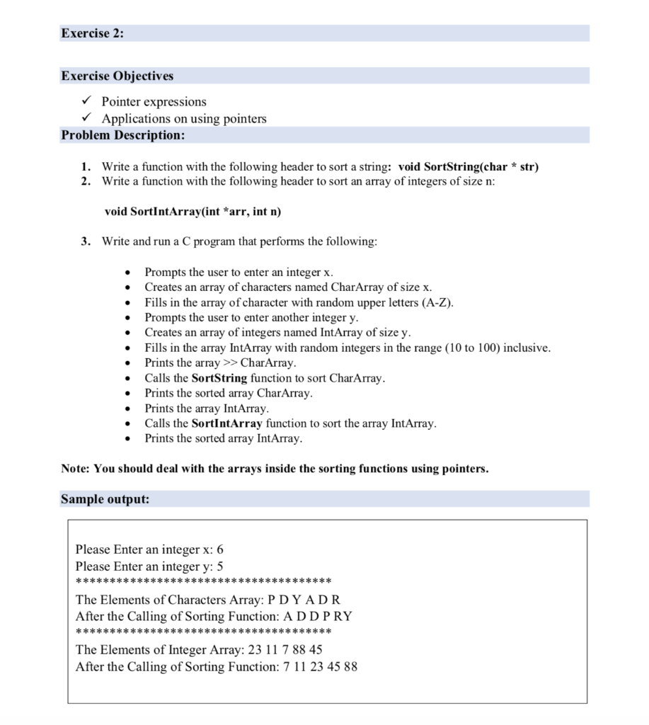 Solved Exercise 2: Exercise Objectives Pointer expressions | Chegg.com