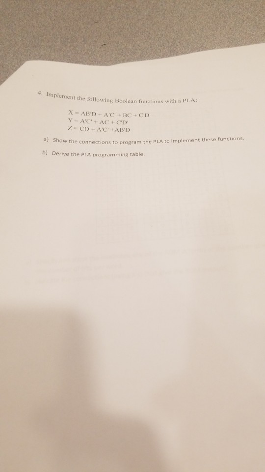 Solved 4 Implement The Following Boolean Functions With A L 6344