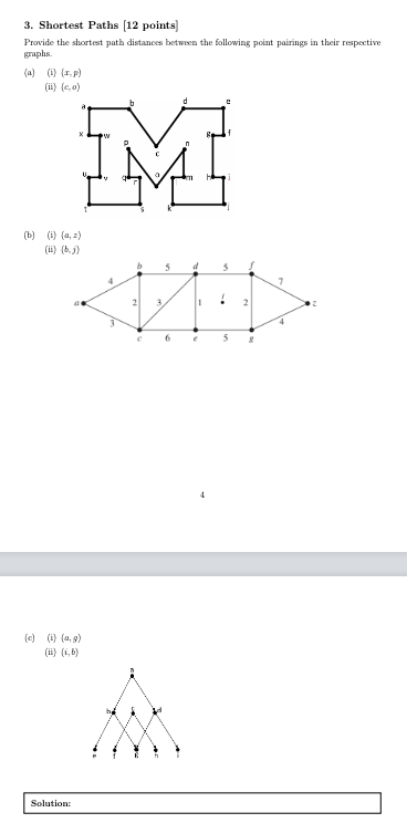 Solved 3. Shortest Paths [12 points] Provide the shortest | Chegg.com