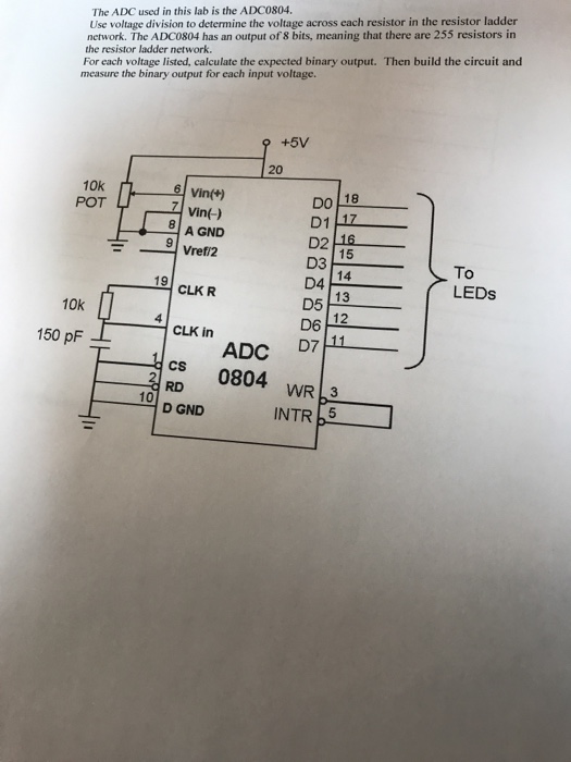 The ADC used in this lab is the ADCO804. Use voltage | Chegg.com