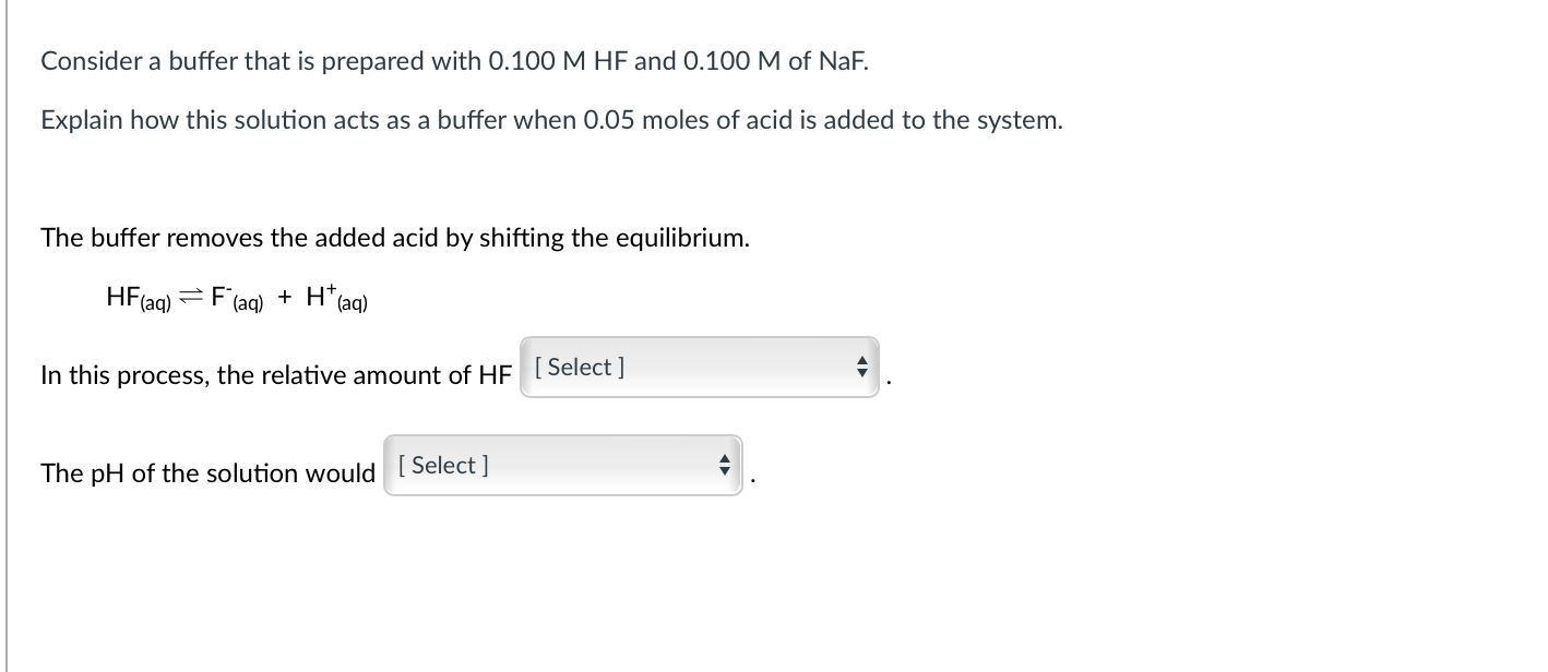 Solved Consider a buffer that is prepared with 0.100MHF and | Chegg.com