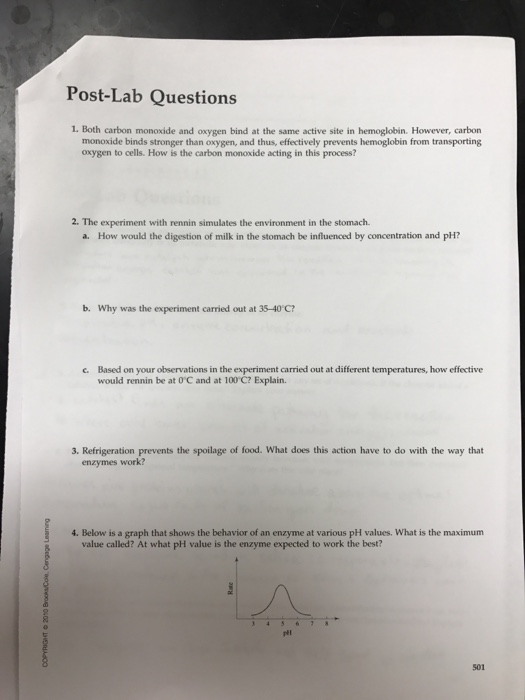 Solved Post-Lab Questions 1. Both carbon monoxide and oxygen | Chegg.com