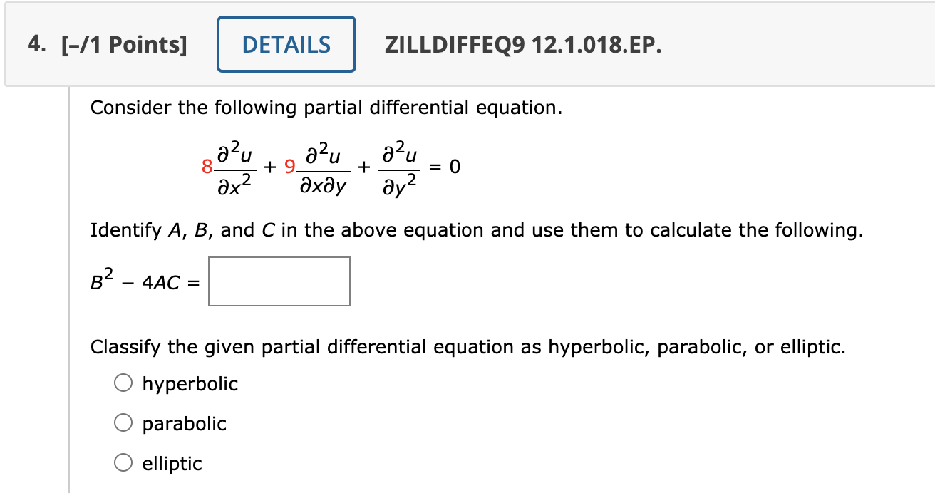 Solved 4. [-/1 Points] DETAILS ZILLDIFFEQ9 12.1.018.EP. | Chegg.com