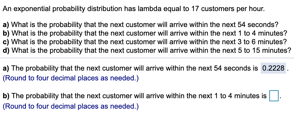 Solved An exponential probability distribution has lambda | Chegg.com