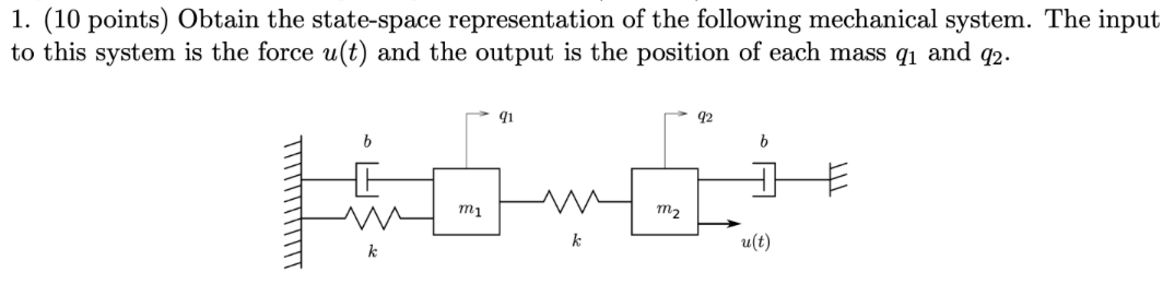 Solved 1 10 Points Obtain The State Space Representation