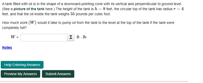 Solved A tank filled with oil is in the shape of a | Chegg.com