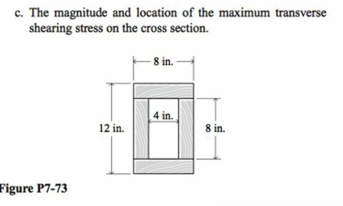 7-73* The transverse shear V, at a certain section of | Chegg.com