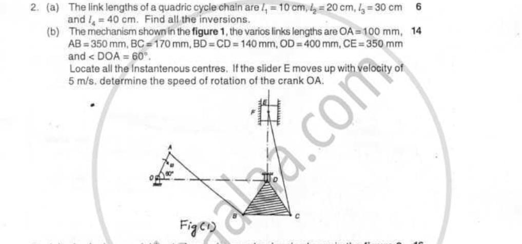 6 2. (a) The link lengths of a quadric cycle chain | Chegg.com
