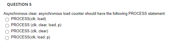 Solved QUESTION 5 Asynchronous clear, asynchronous load | Chegg.com