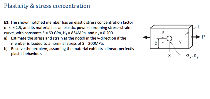 Solved Plasticity & stress concentration E1. The shown | Chegg.com