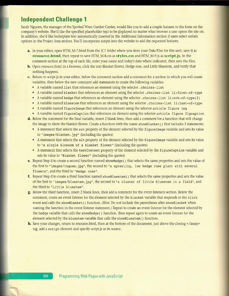 Independent Challenge 1 Sarah Nguyen, the manager of | Chegg.com