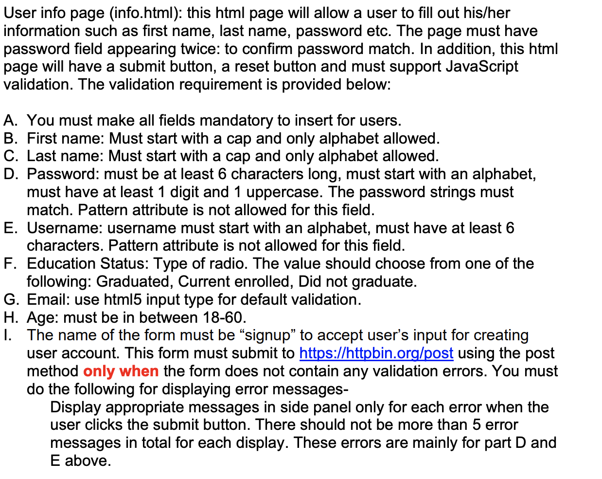 Solved info.html have to self-create. Please help me how to | Chegg.com