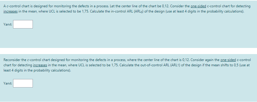 A c-control chart is designed for monitoring the | Chegg.com