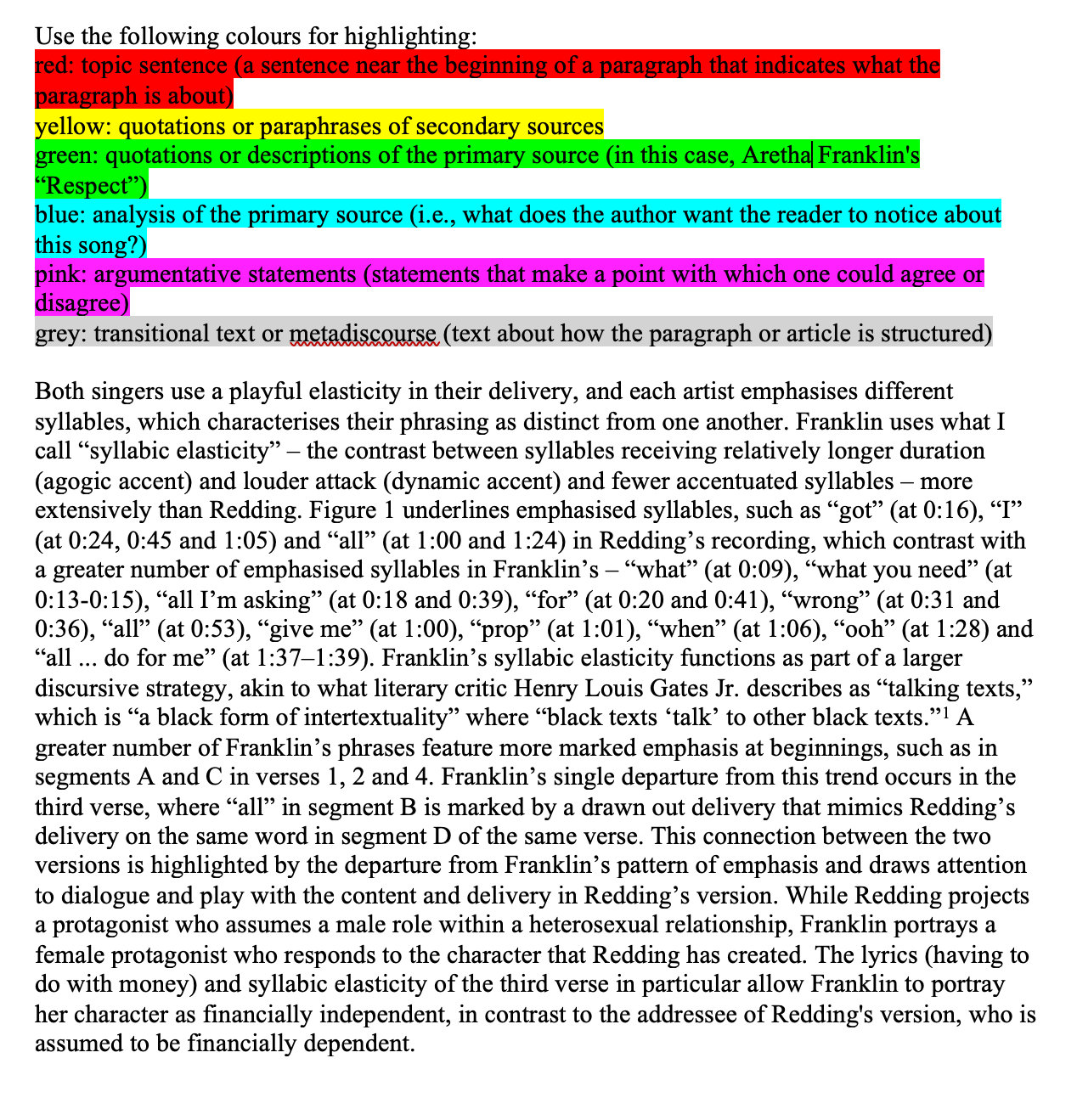 Use the following colours for highlighting: red: | Chegg.com