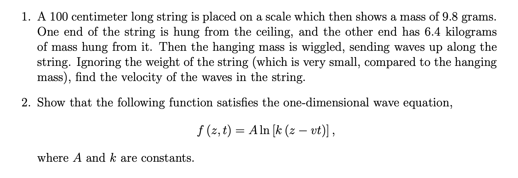 Solved 1. A 100 centimeter long string is placed on a scale | Chegg.com