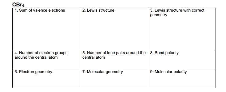 Solved Can you complete the chart below for CBr4? | Chegg.com
