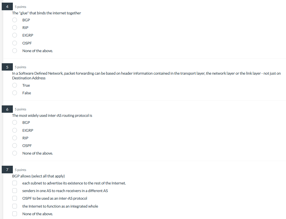 Solved 45 points The "glue" that binds the internet together | Chegg.com