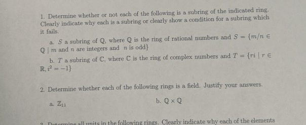 Solved 1. Determine whether or not each of the following is | Chegg.com