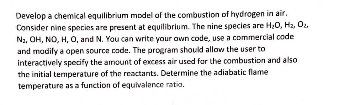 Solved Develop a chemical equilibrium model of the | Chegg.com