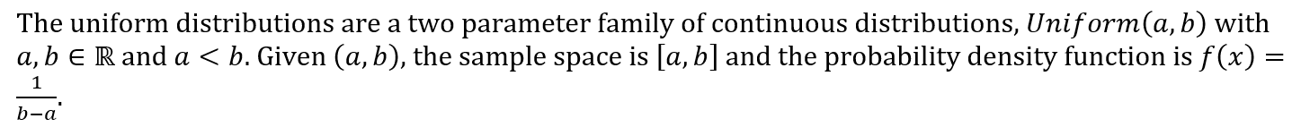 Solved The uniform distributions are a two parameter family | Chegg.com
