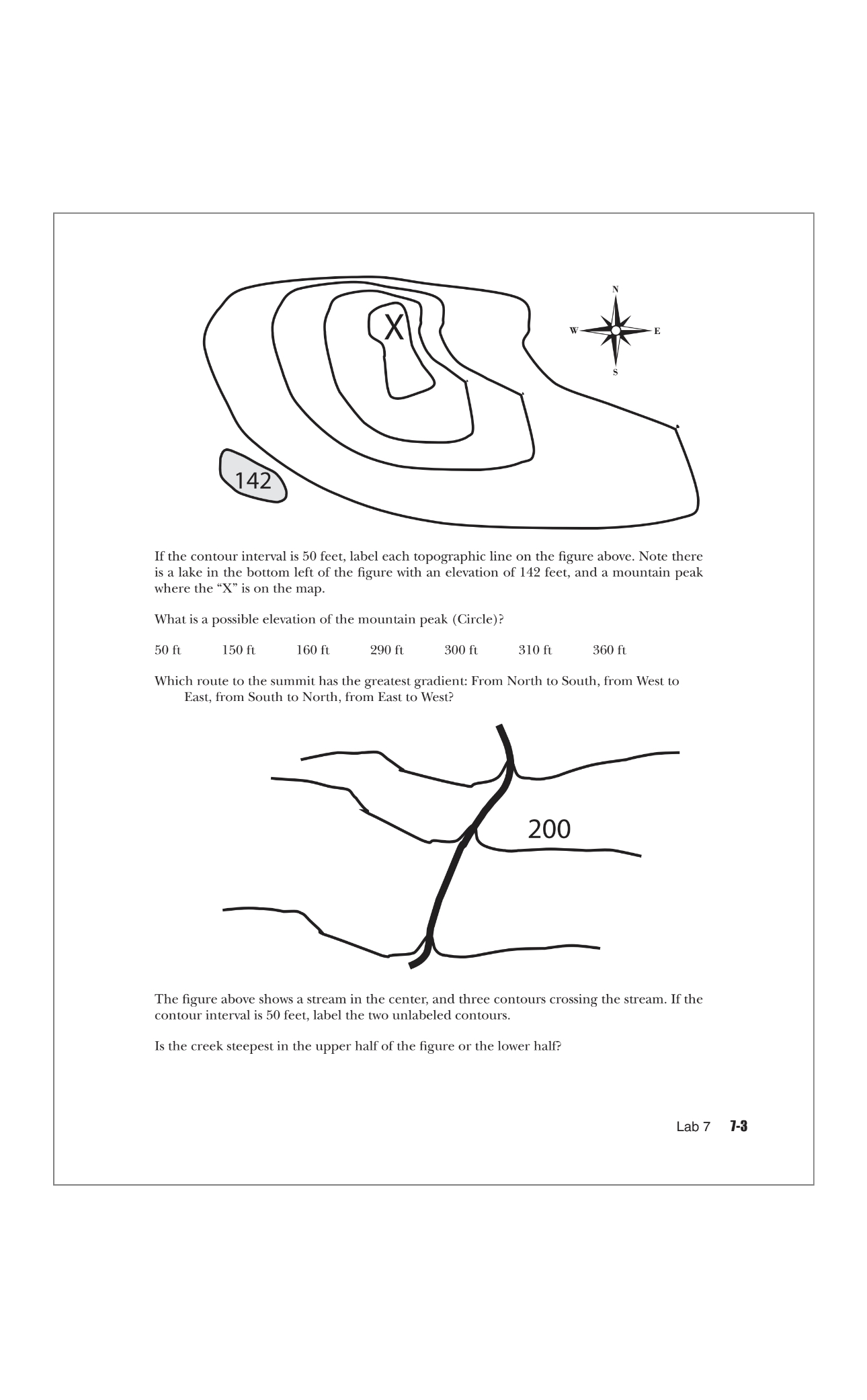 Solved \r\n\r\n\r\nDrawing a transect across a topographic | Chegg.com