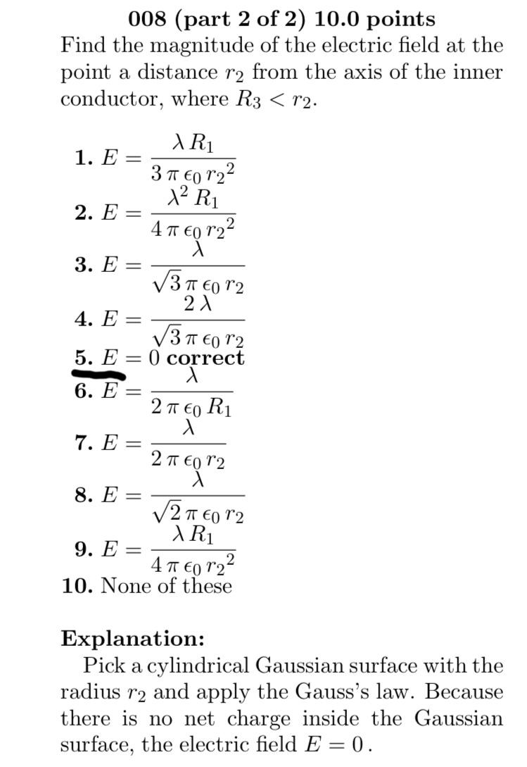 Solved 007 (part 1 of 2 ) 10.0 points A long coaxial cable | Chegg.com
