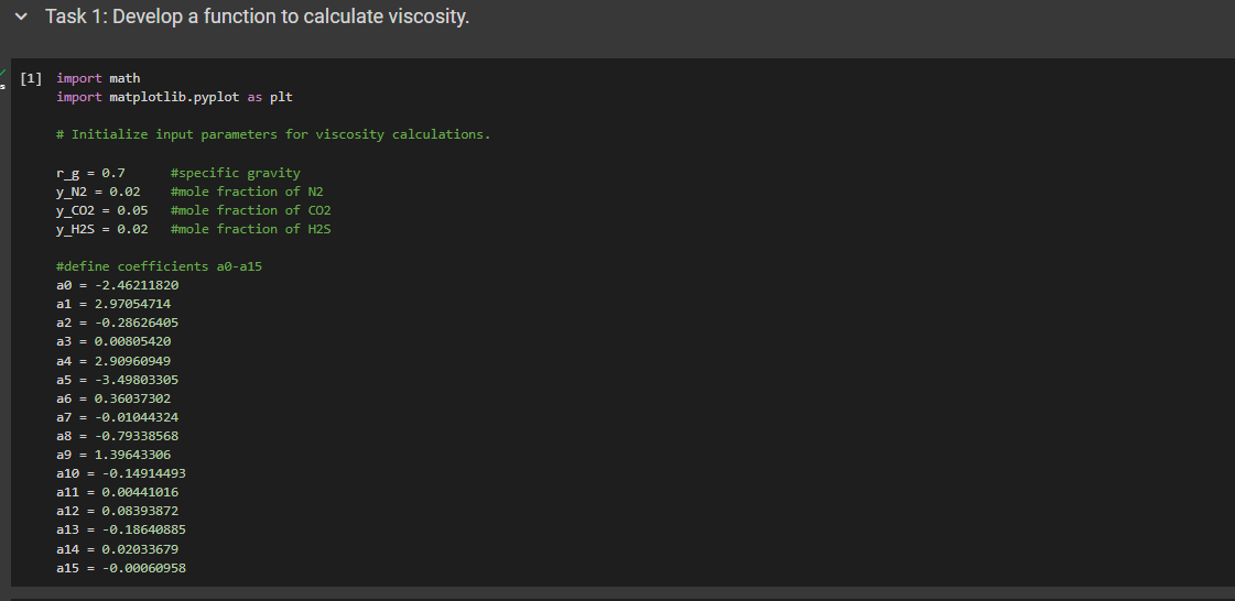 Solved Task 1: Develop a function to calculate viscosity. | Chegg.com