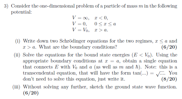 Solved 3) Consider the one-dimensional problem of a particle | Chegg.com