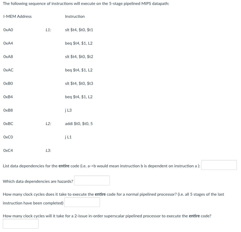 Solved Given initial register values: $t0 = 0; $t1 = 4; $t2 | Chegg.com