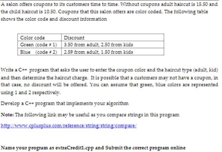 Solved A salon offers coupons to its customers time to time. | Chegg.com