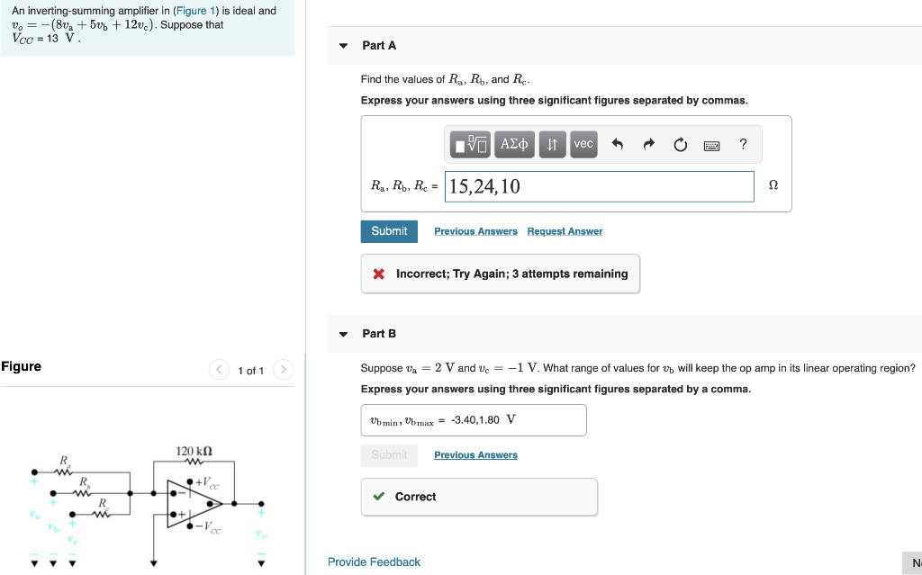 Solved An inverting-summing amplifier in (Figure 1) is ideal | Chegg.com