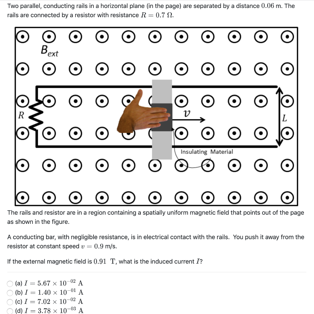 Solved Two parallel, conducting rails in a horizontal plane | Chegg.com