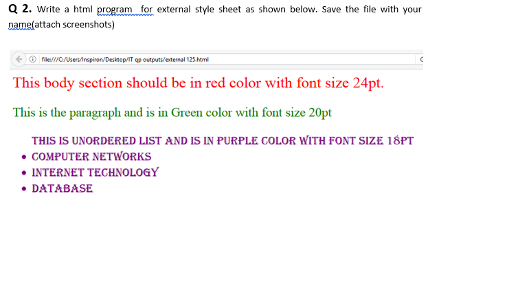 Solved a Q2. Write a html program for external style sheet | Chegg.com