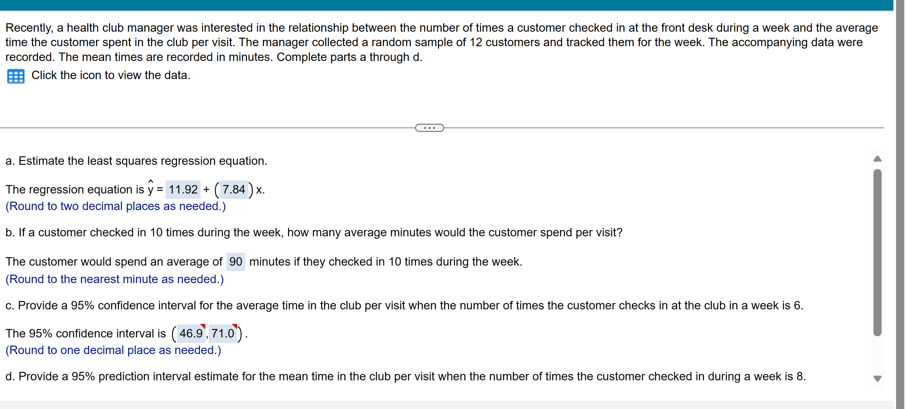 Solved Number of Check Ins Mean Time Per | Chegg.com