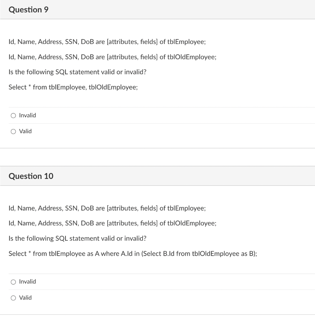 Solved Id, Name, Address, SSN, DoB are [attributes, fields] | Chegg.com