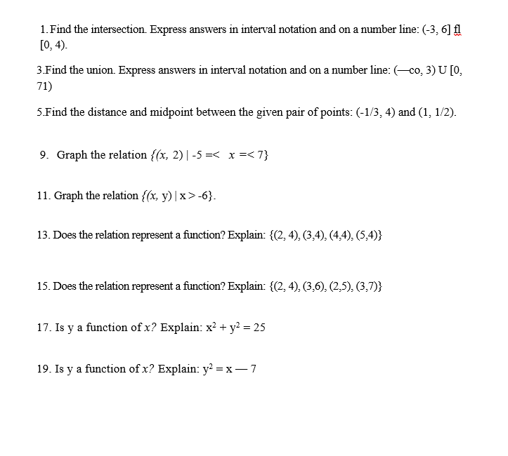 Solved 1. Find the intersection Express answers in interval | Chegg.com