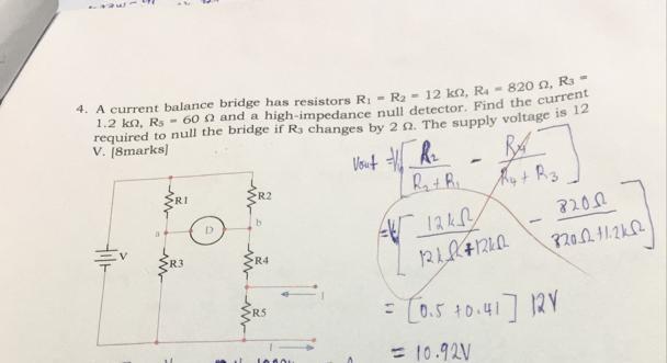 Solved 4. A current balance bridge has resistors Ri - R - 12 | Chegg.com