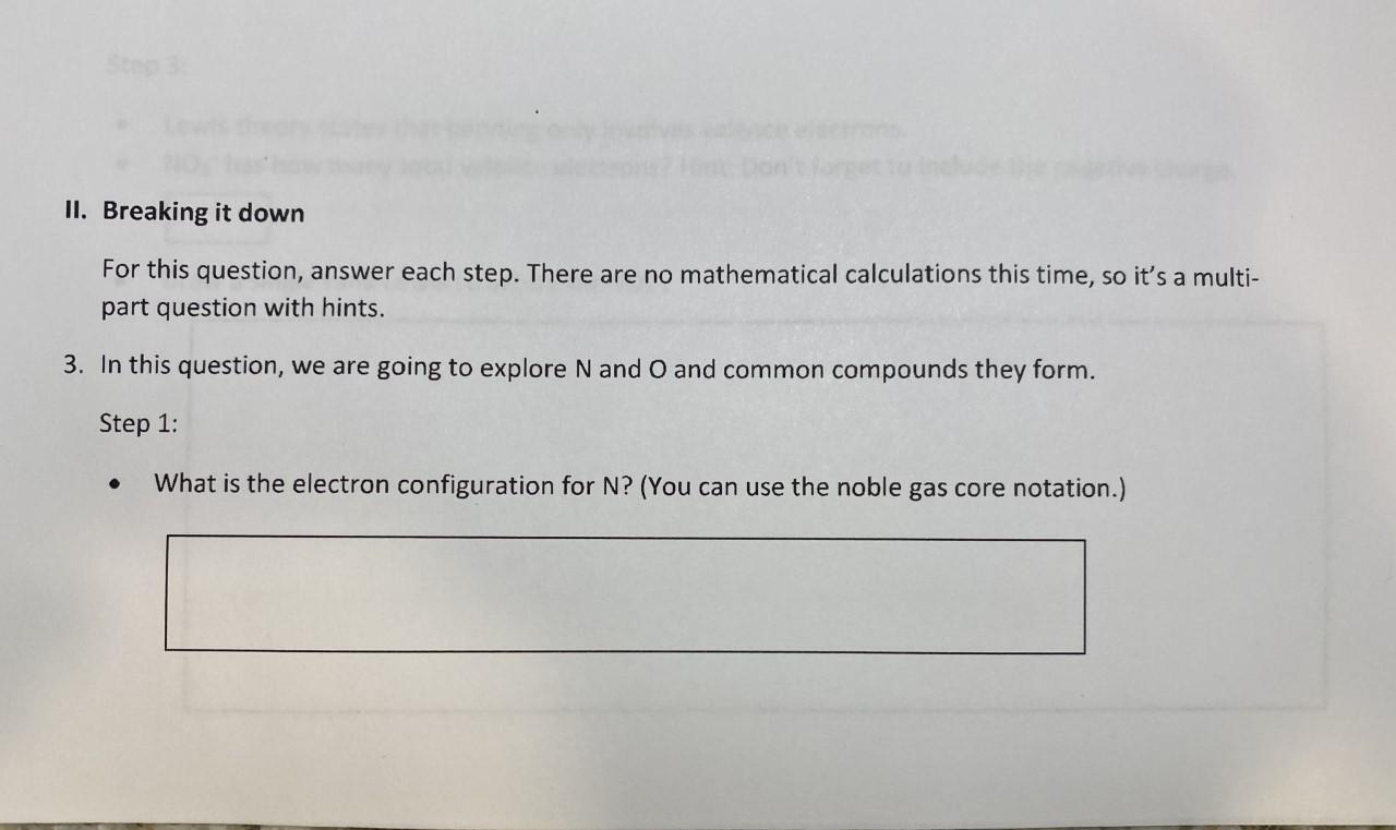Solved II. Breaking it down For this question, answer each | Chegg.com