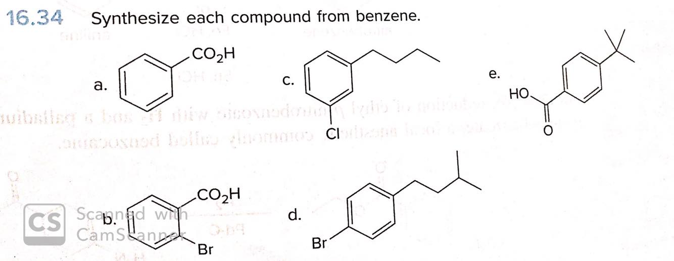Solved 16.34 Synthesize each compound from benzene. _C02H НО | Chegg.com