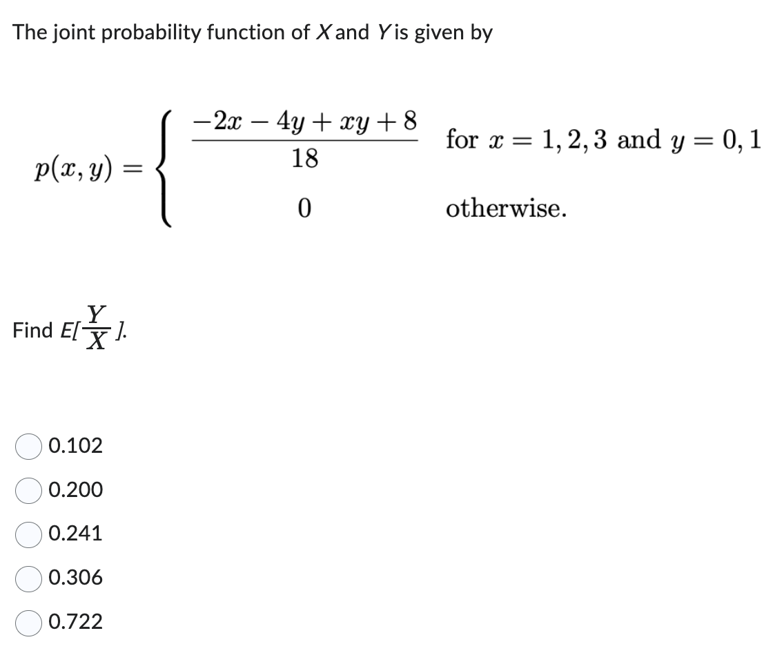 Solved The joint probability function of x ﻿and Y ﻿is given | Chegg.com