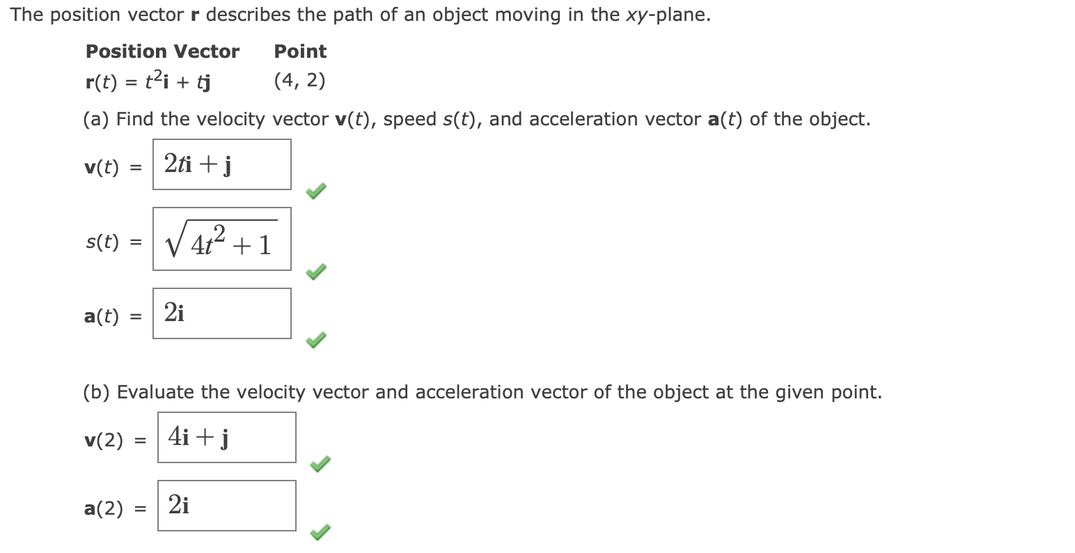Solved he position vector r describes the path of an object | Chegg.com