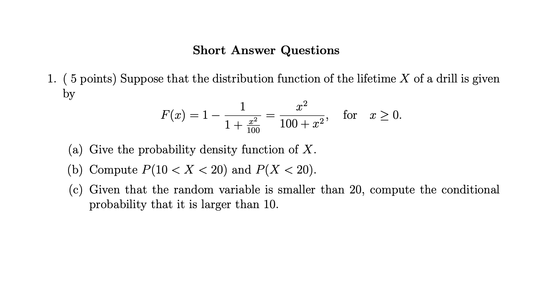Solved Short Answer Questions( 5 ﻿points) ﻿Suppose that the | Chegg.com